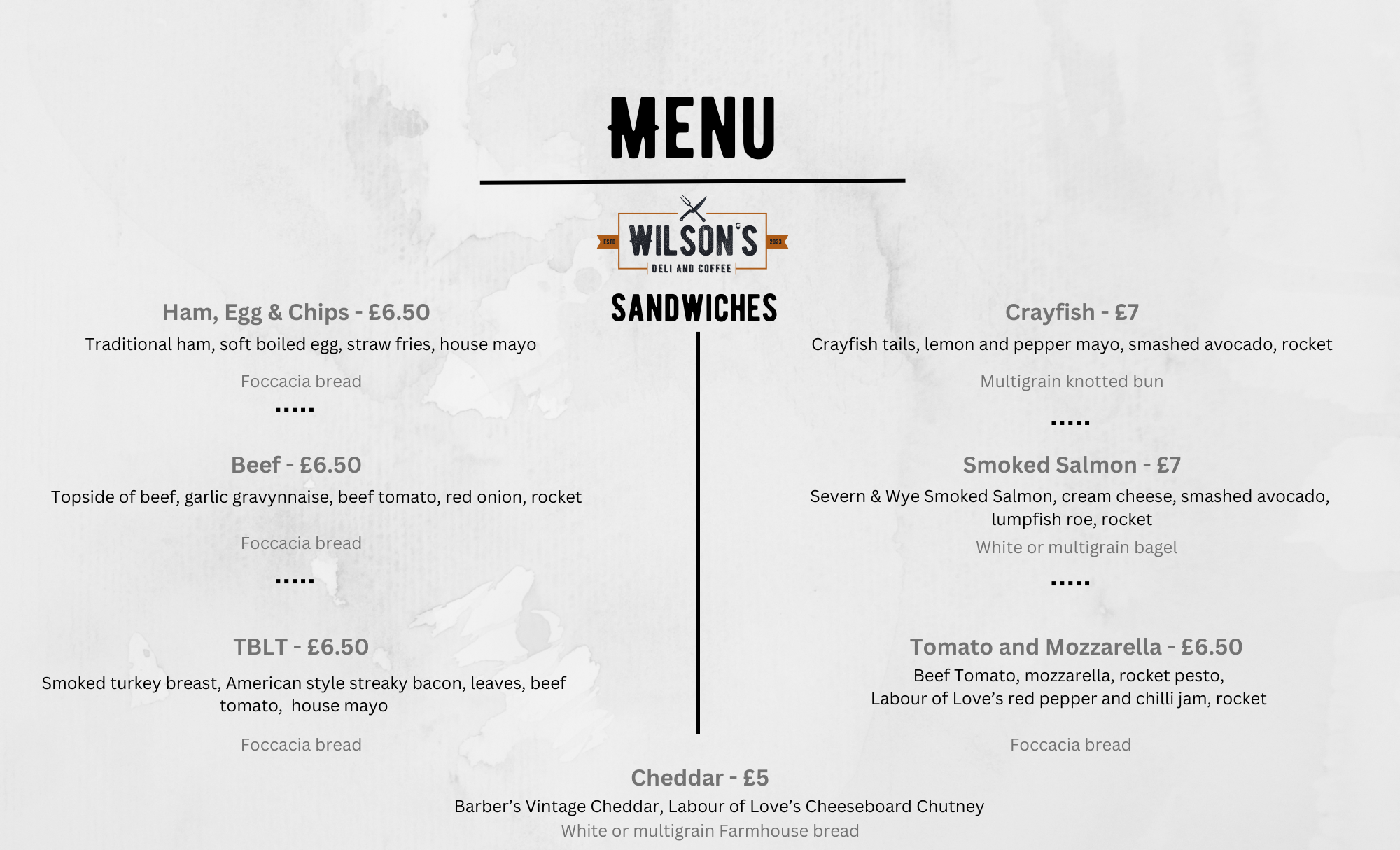 Menu – Wilson's Deli & Coffee