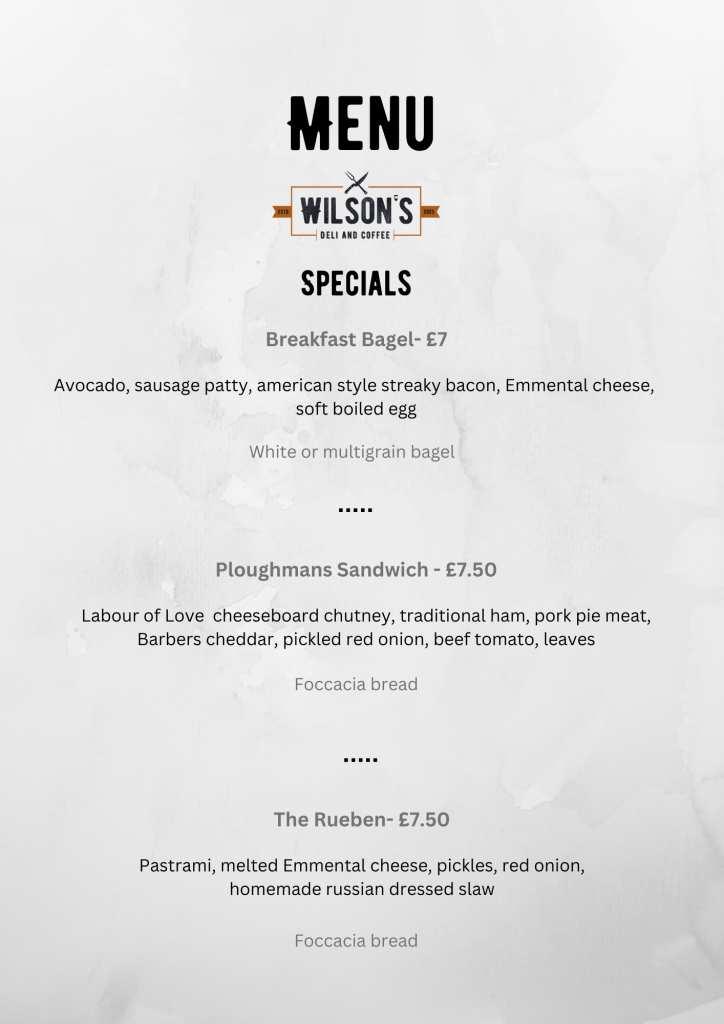 Menu – Wilson's Deli & Coffee